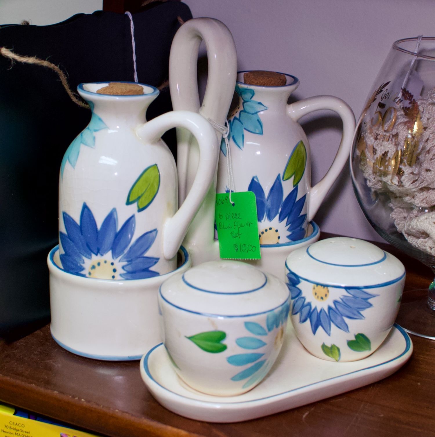 6 piece blue flower set