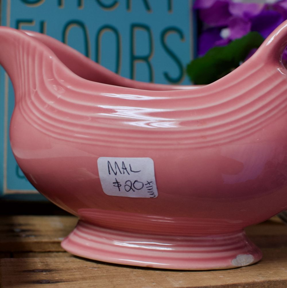 Pink fiesta ware gravy boat