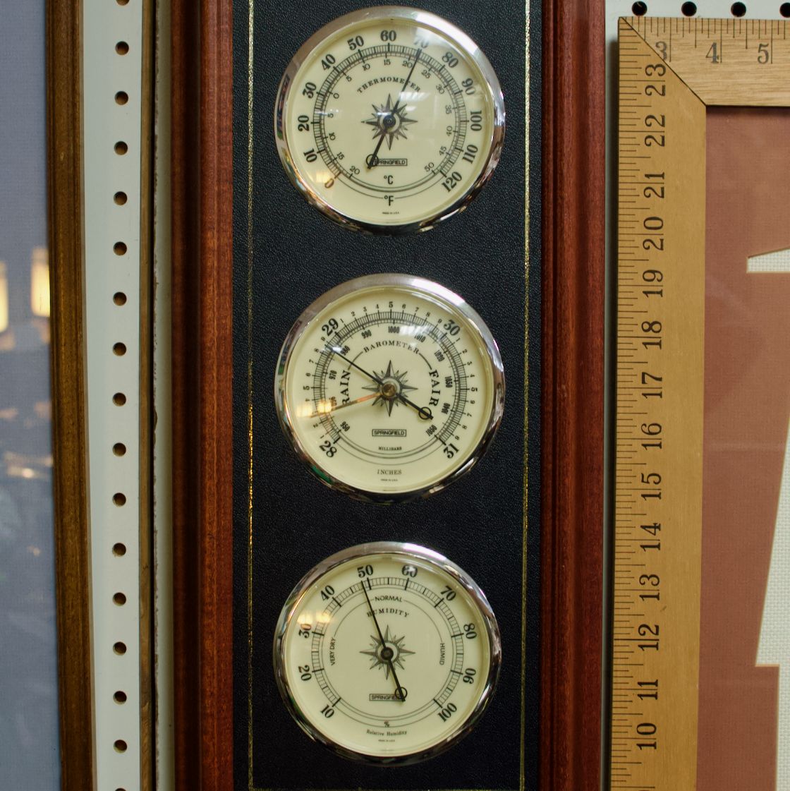 Springfield wall 3 piece wooden thermometer, barometer, humidity