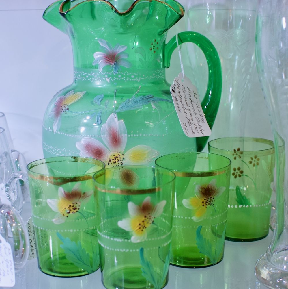 Victorian pitcher & 4 glasses